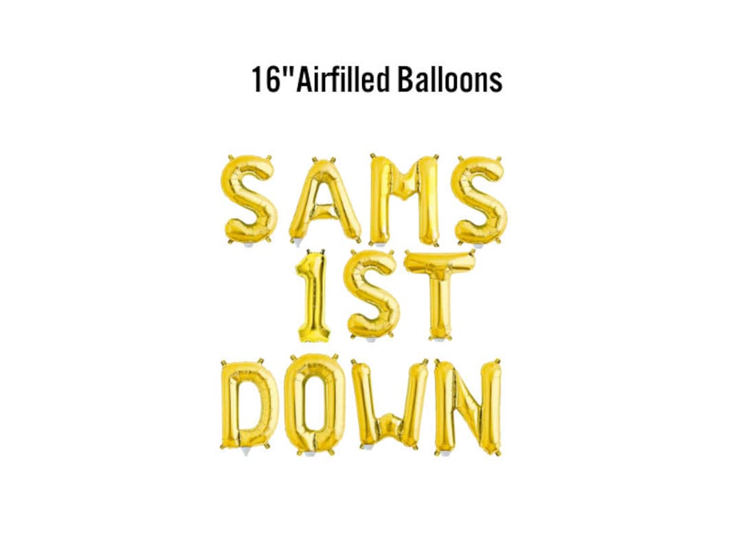 CUSTOM NAME First Down Birthday Balloon Banner, 16 Airfilled Balloon ...