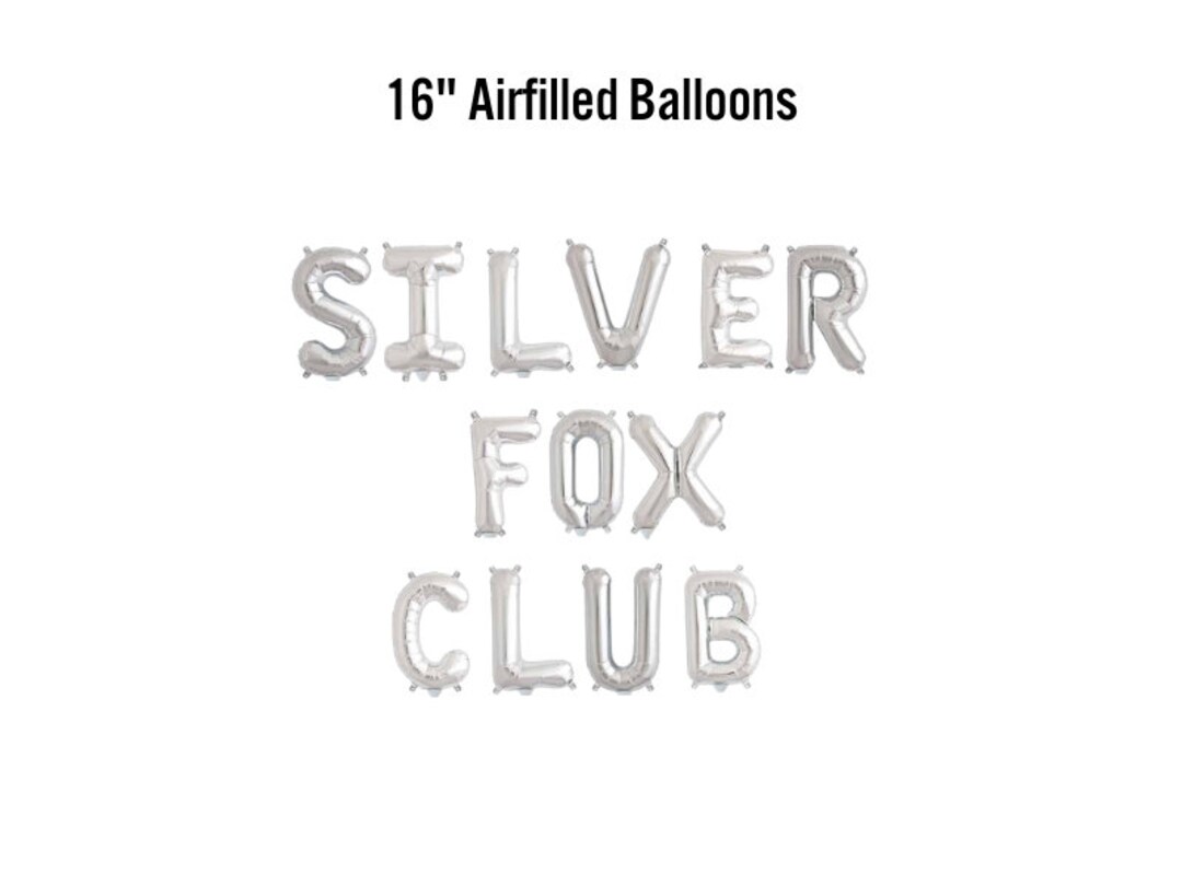 Silver Fox Club Banner, 16" Airfilled Balloon Sign, Birthday Decor ...