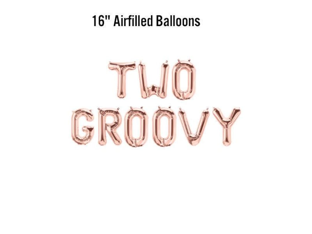 Two Groovy Banner, 16" Airfilled Balloon Sign, Kids 2nd Birthday Decor ...