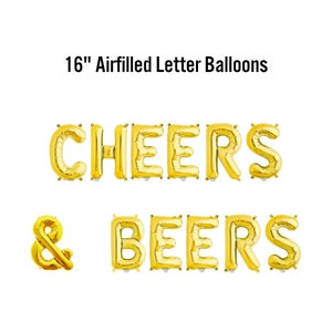 Cheers & Beers Banner, 16" Airfilled Balloon Sign, Stag Supplies ...