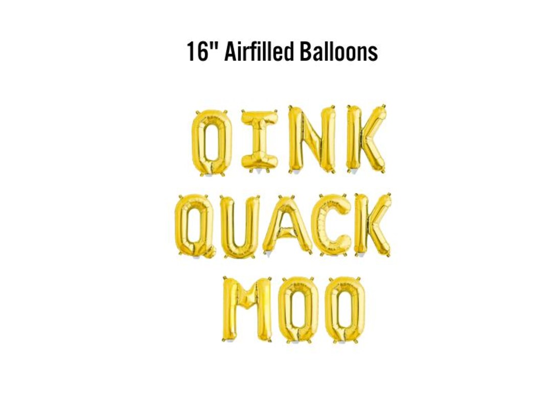 Oink Quack Moo Banner, 16" Airfilled Balloon Sign, Kids Birthday ...