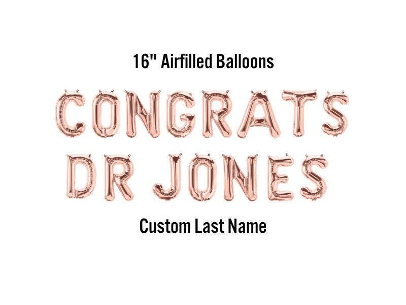 CUSTOM NAME Congrats Dr Balloon Banner, 16" Airfilled Balloon Sign ...