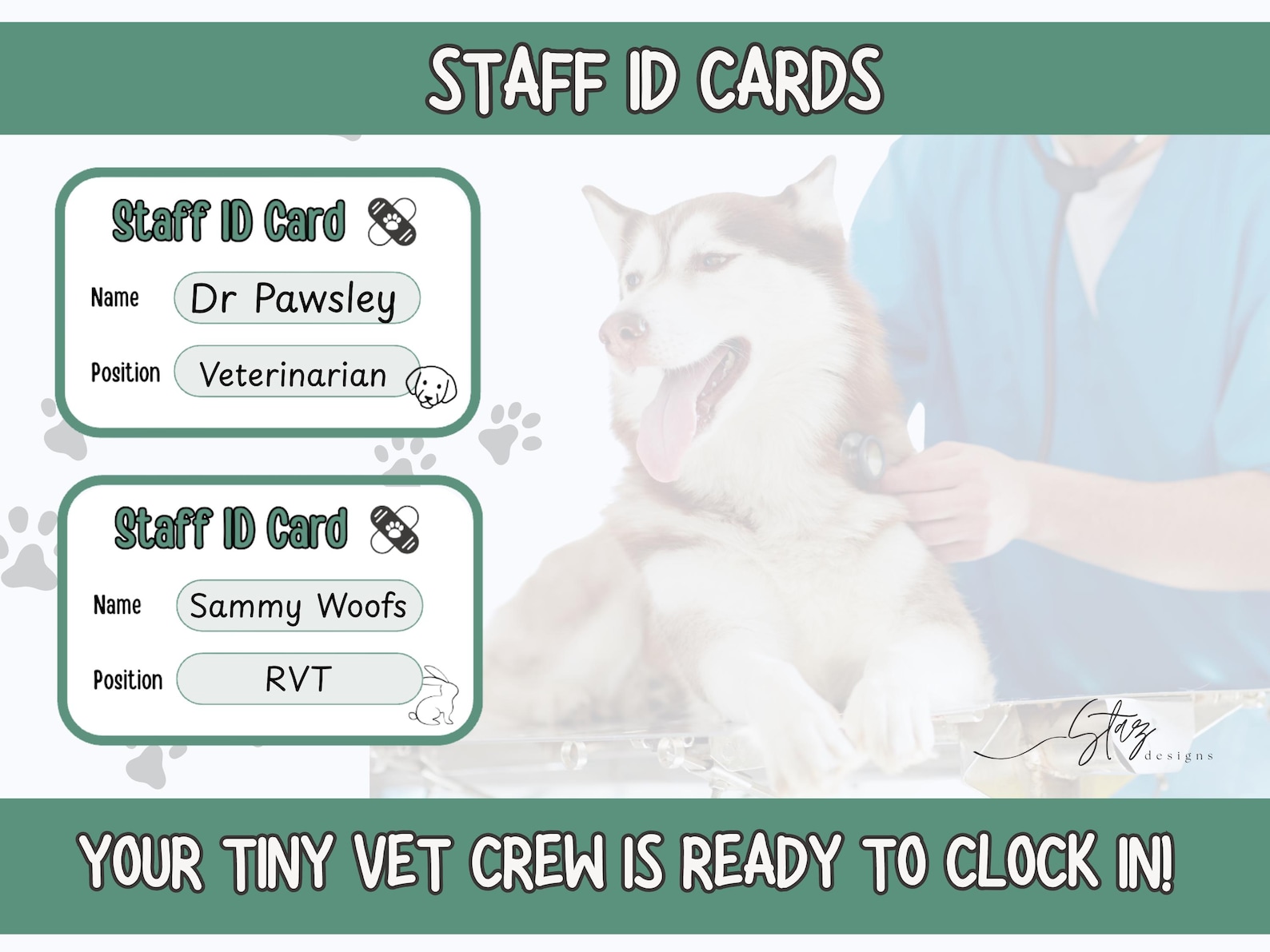 Vet Clinic Dramatic Pretend Play Set: Homeschool, Classroom, or Play ...