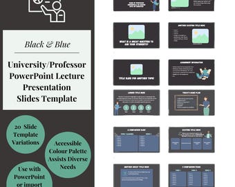 Powerpoint Template for University Educators | Black and Blue ...