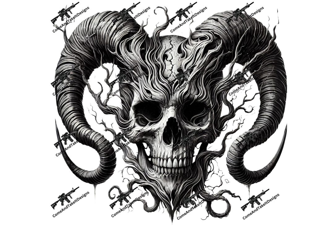 Skull With Horns PNG,JPG,SVG - Etsy