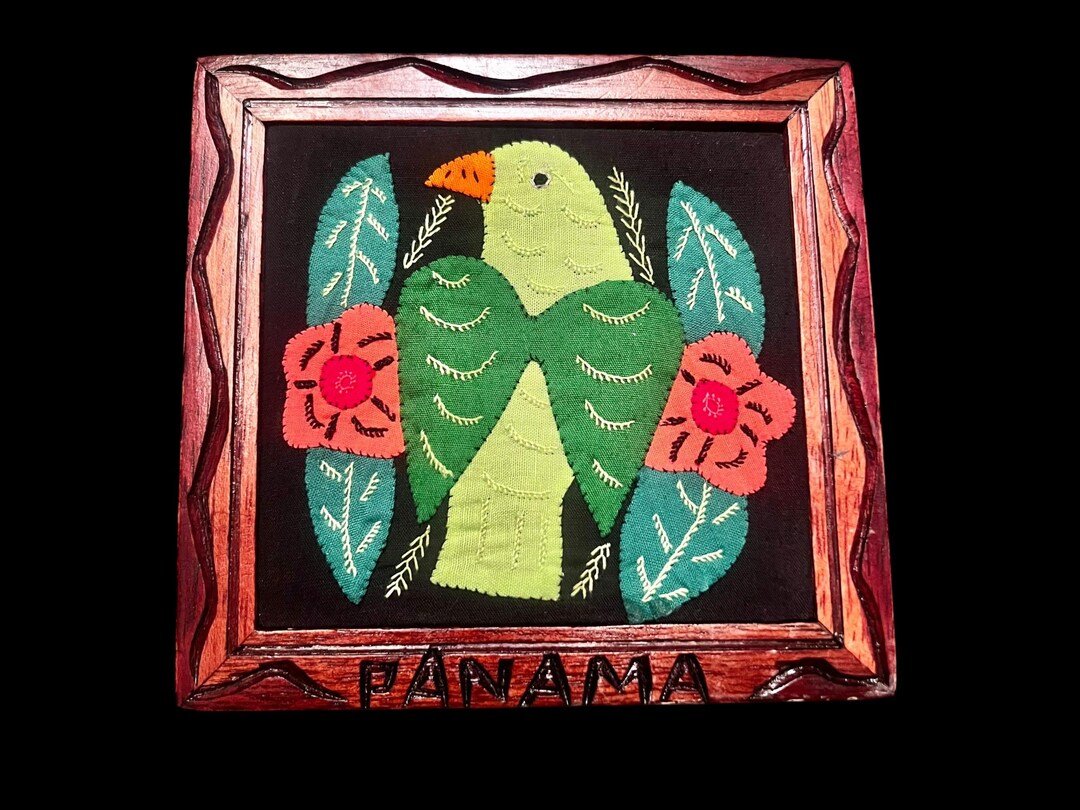 VINTAGE Mola Kuna, Hand Embroidery Panama Authentic Folk Art, Bird ...