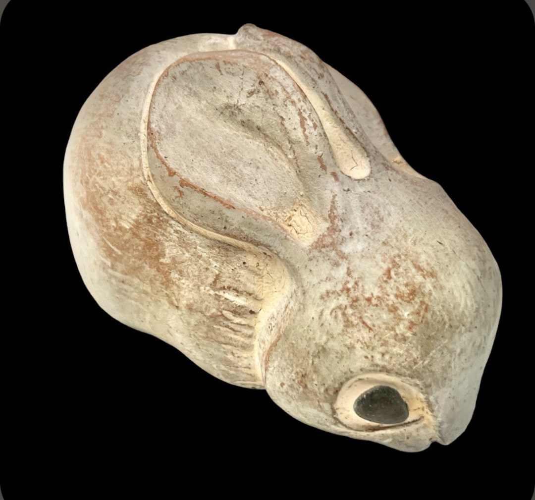 Vintage Isabel Bloom Bunny Rabbit Sculpture Black Stone Eyes Garden Art ...