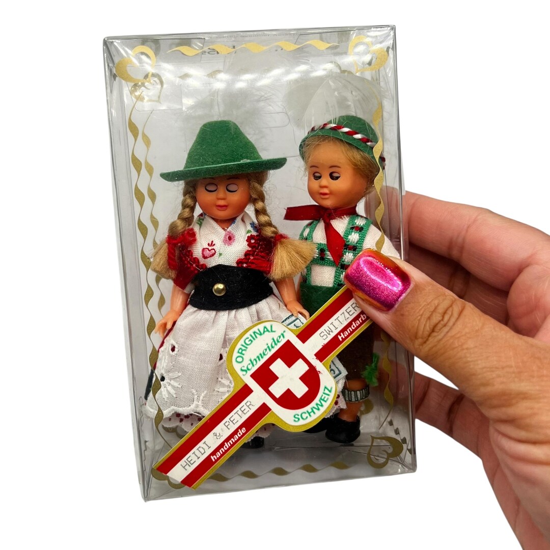 Vintage Swiss Heidi & Peter Dolls – 4” Original Schneider Schweiz ...