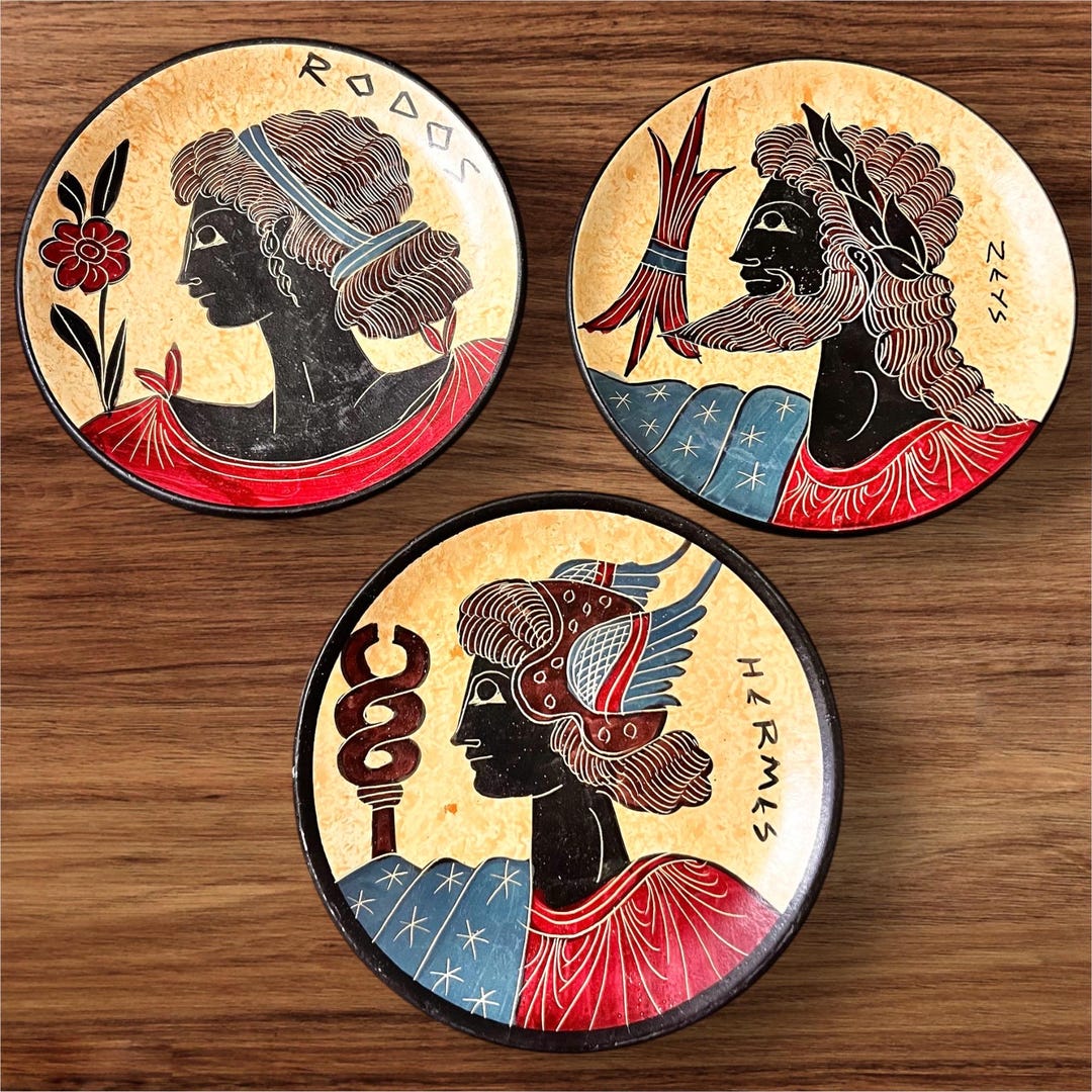 Zeus Hermes Rodos Handmade Greek Rhodes Pottery Plates Wall Hangings ...