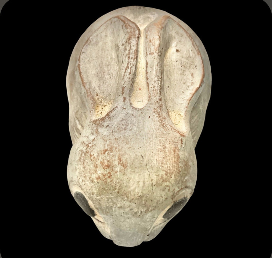 Vintage Isabel Bloom Bunny Rabbit Sculpture Black Stone Eyes Garden Art ...