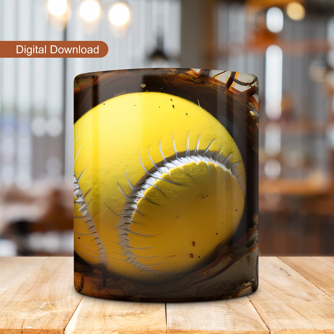 3D Tennis Ball Mug Wrap 3D Cracked Wall Mug Design 11oz 15oz - Etsy