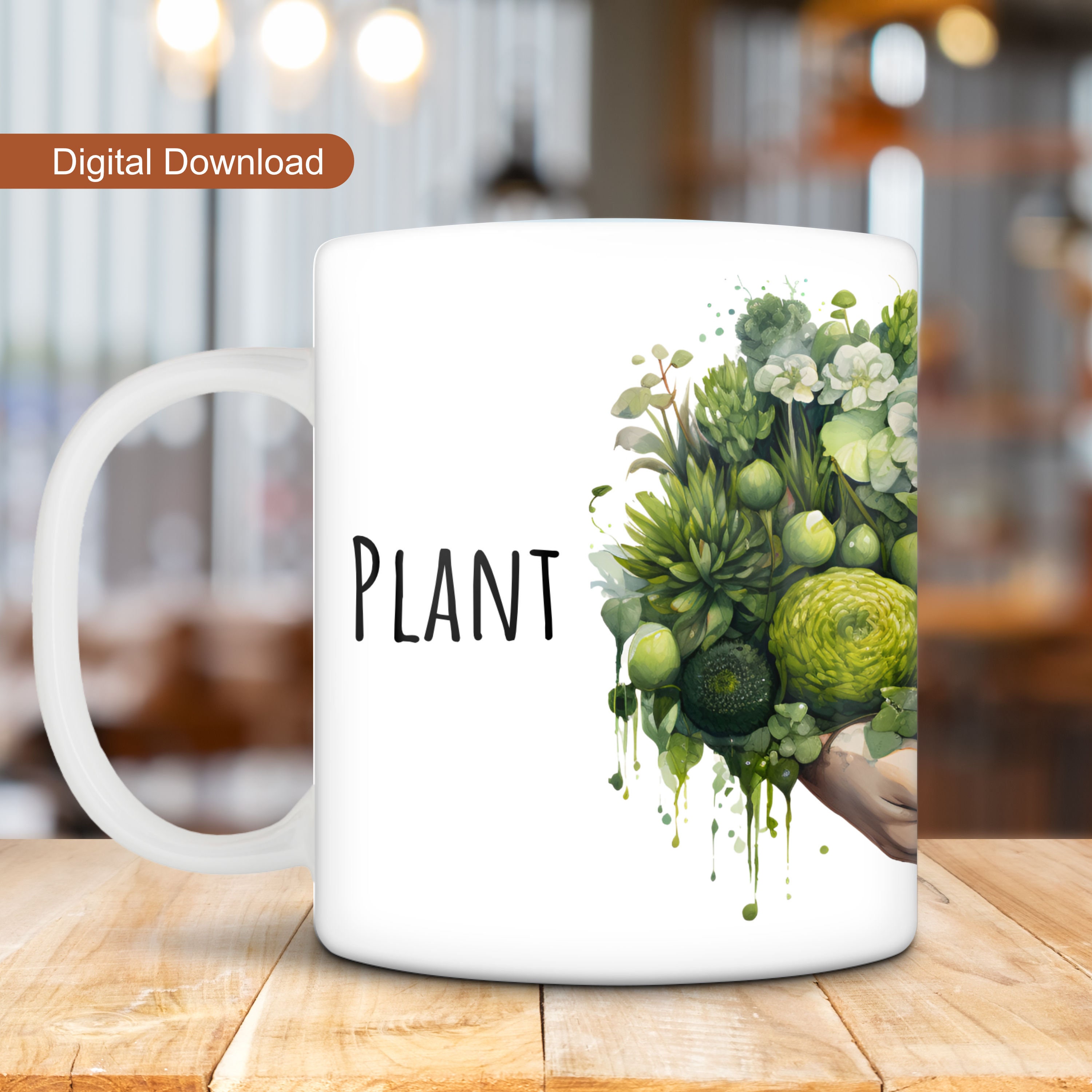 Plant Addict Mug Wrap, Plants Mug Design, 11oz 15oz Mug Wrap, 3D Mug ...