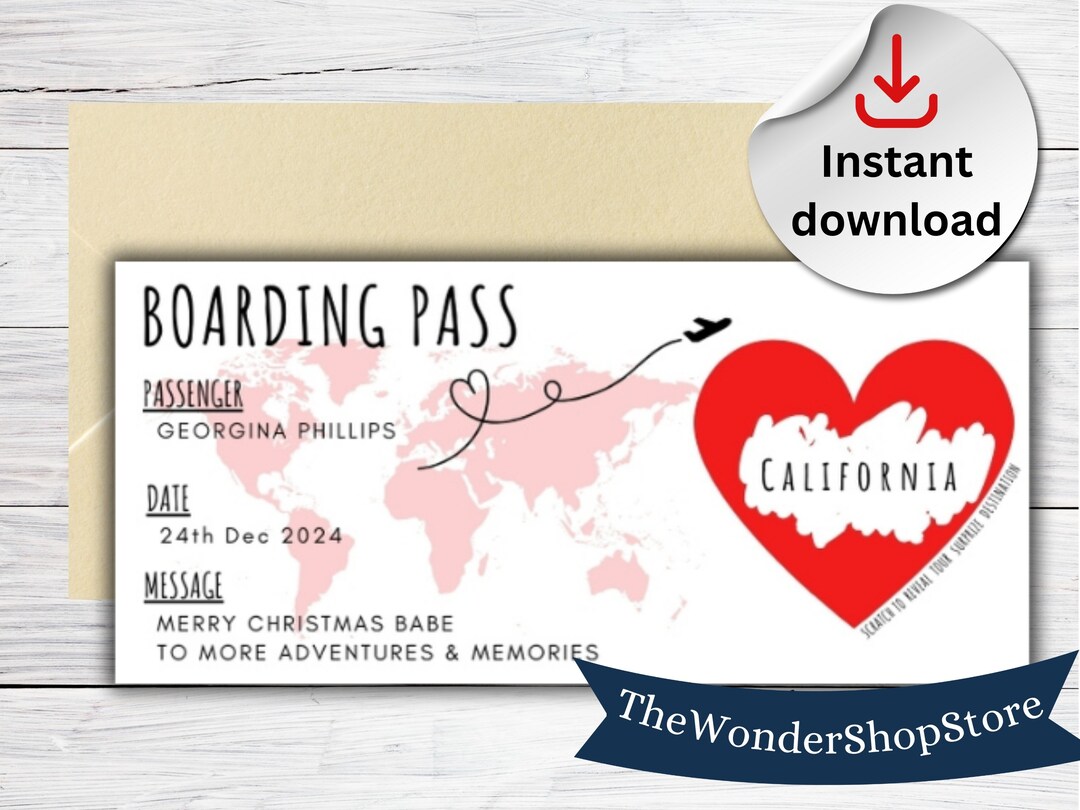 Personalised Surprise Boarding Pass Christmas Surprise Pass - Etsy