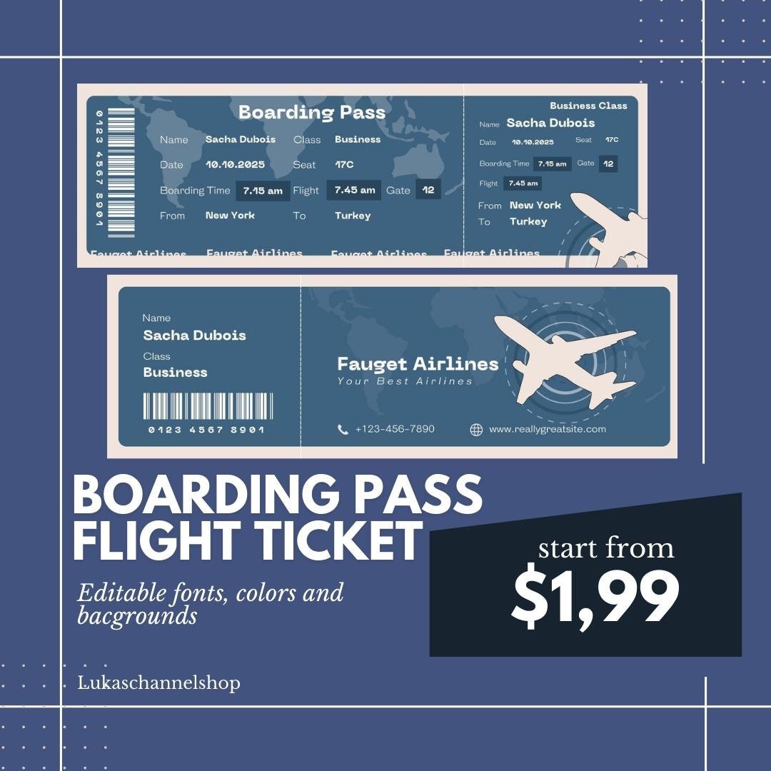 Editable Boarding Pass Ticket Template, Surprise Airline Gift, Delta Airlines, Printable Airline ...