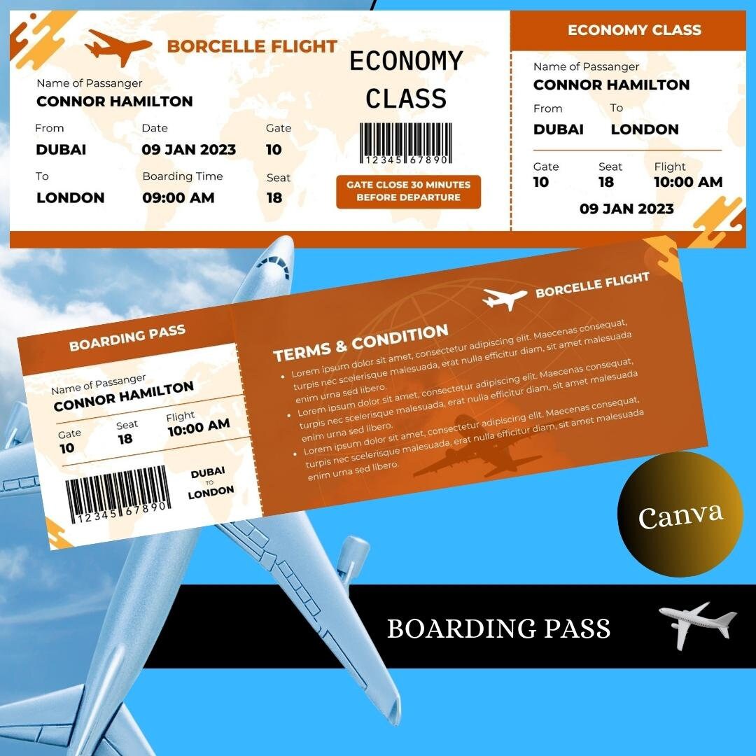 Editable Boarding Pass Template Canva Boarding Pass Etsy