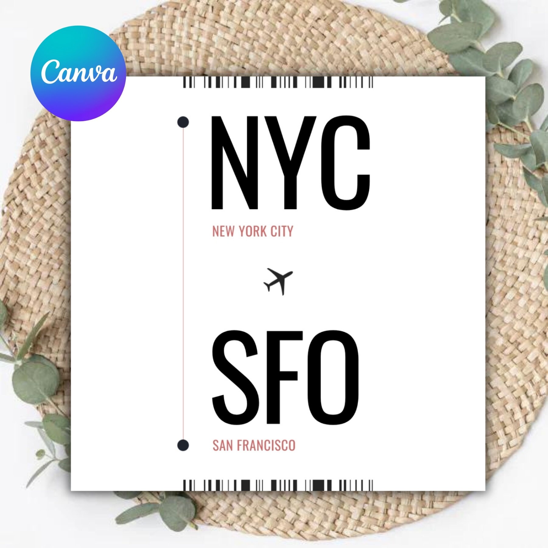 Editable Boarding Pass Template, Airline Ticket Canva, Printable ...