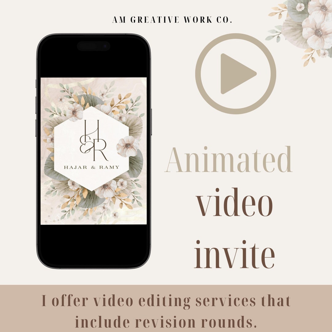 Animated Muslim Wedding Invitation Video, Ornament of Dark Watercolor ...