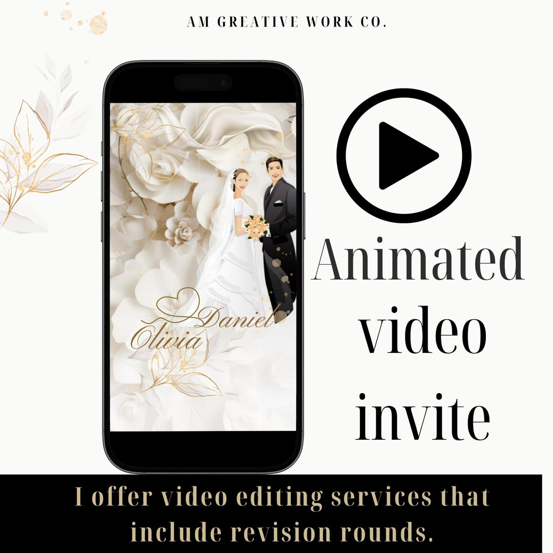 Animated Wedding Invitation Digital Video Custom Animated - Etsy