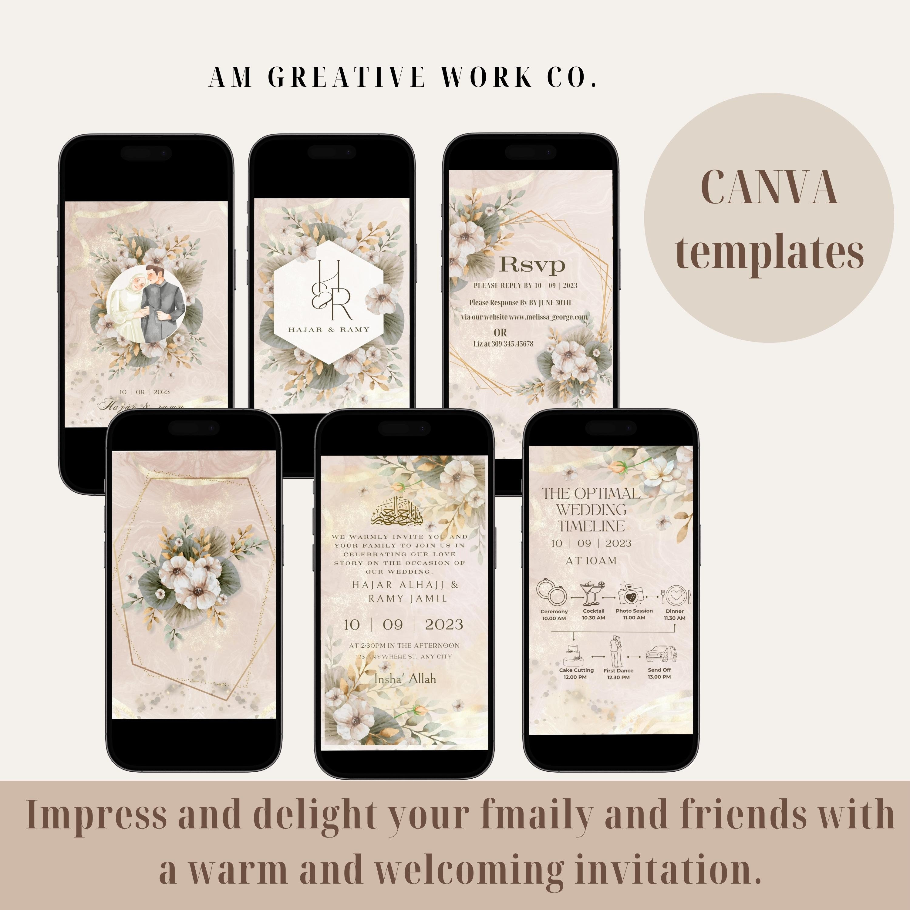 Animated Muslim Wedding Invitation Video, Ornament of Dark Watercolor ...