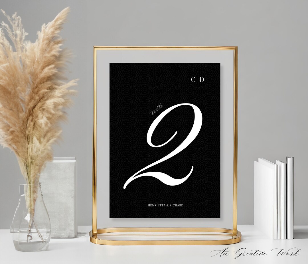 Black Table Numbers, Editable Template, Table Number Cards, Modern ...