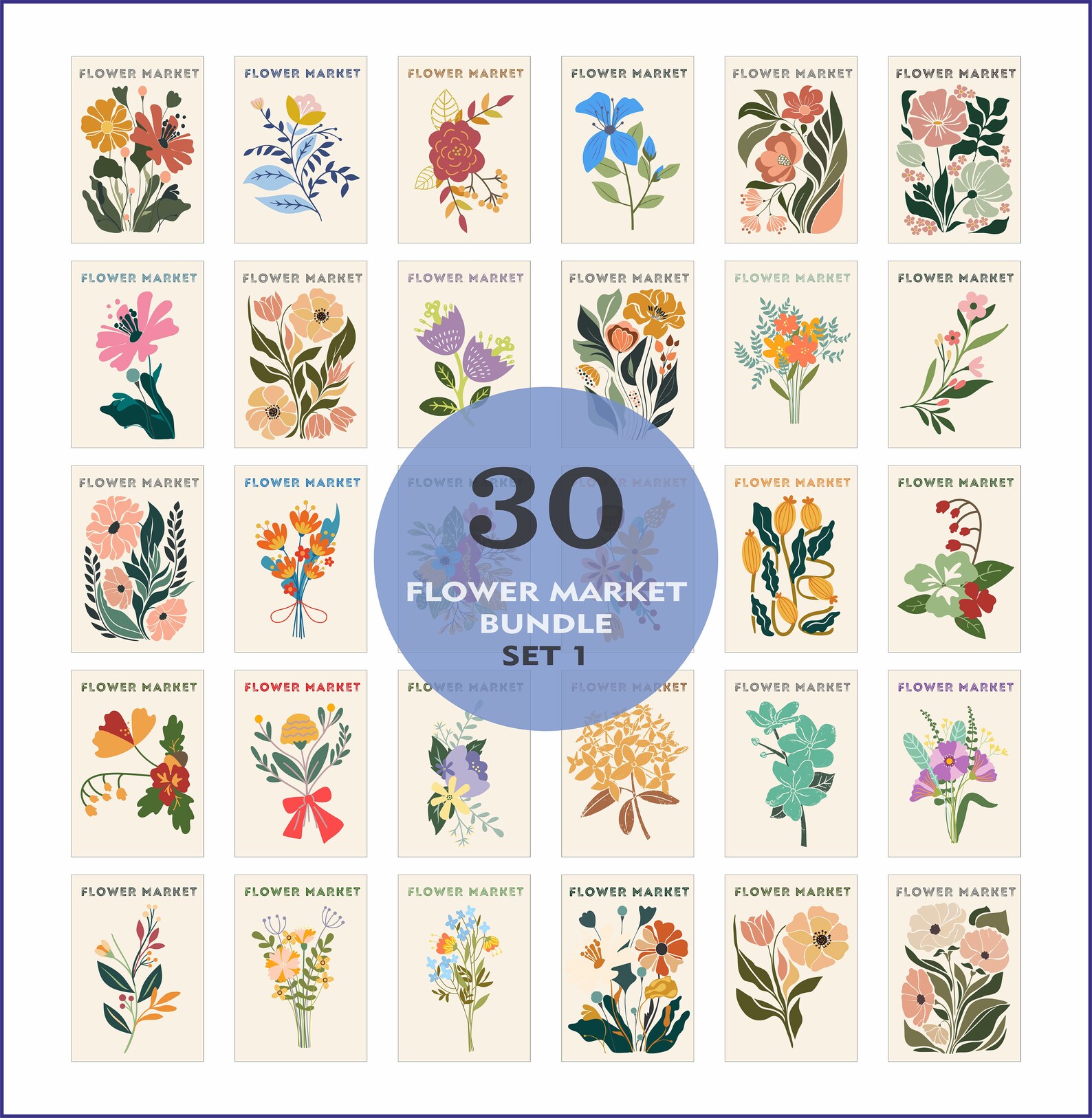 Flower Market Print Set of 180, Flower Market Poster, Matısse Botanical ...