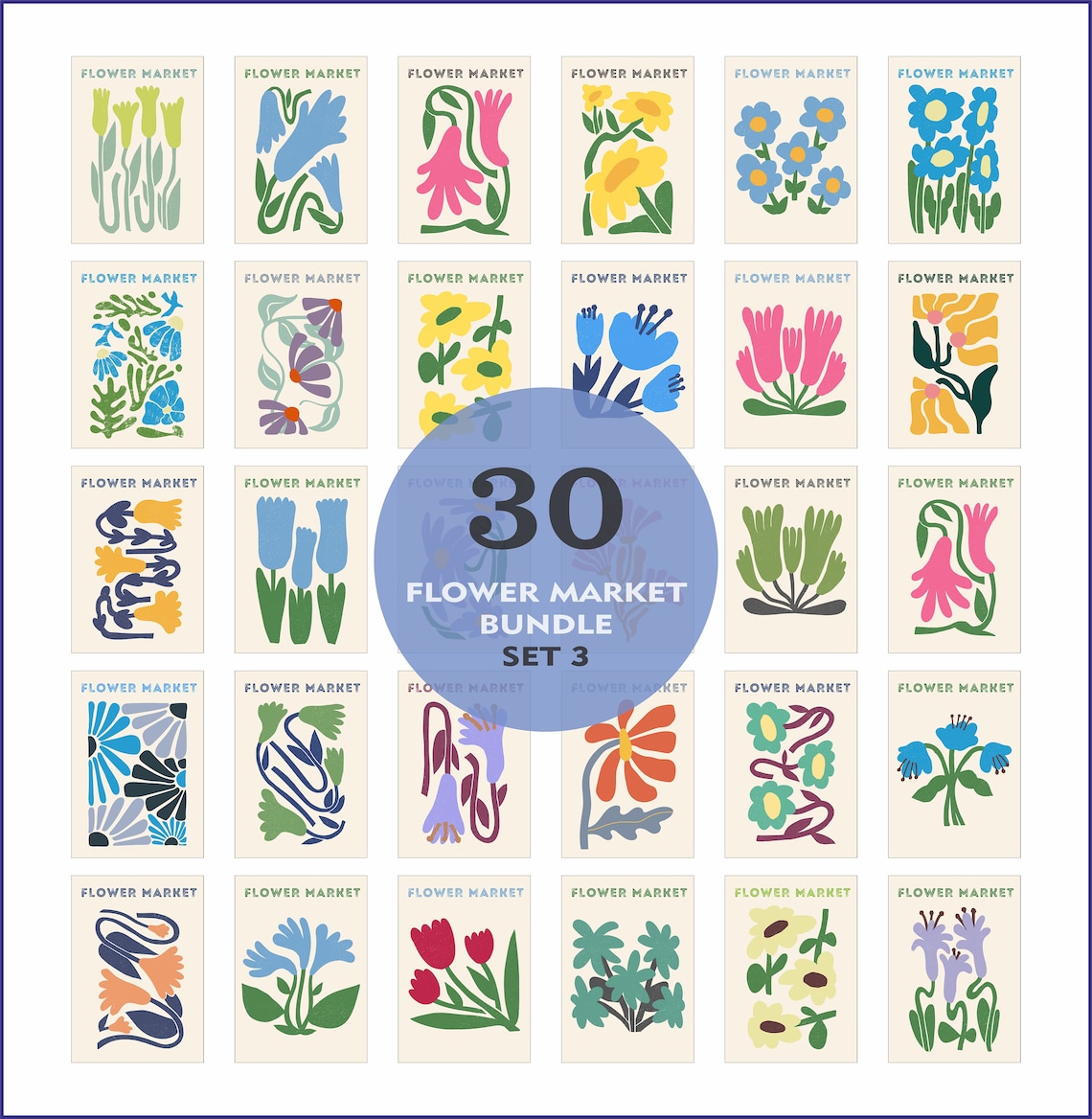 Flower Market Print Set of 180, Flower Market Poster, Matısse Botanical ...