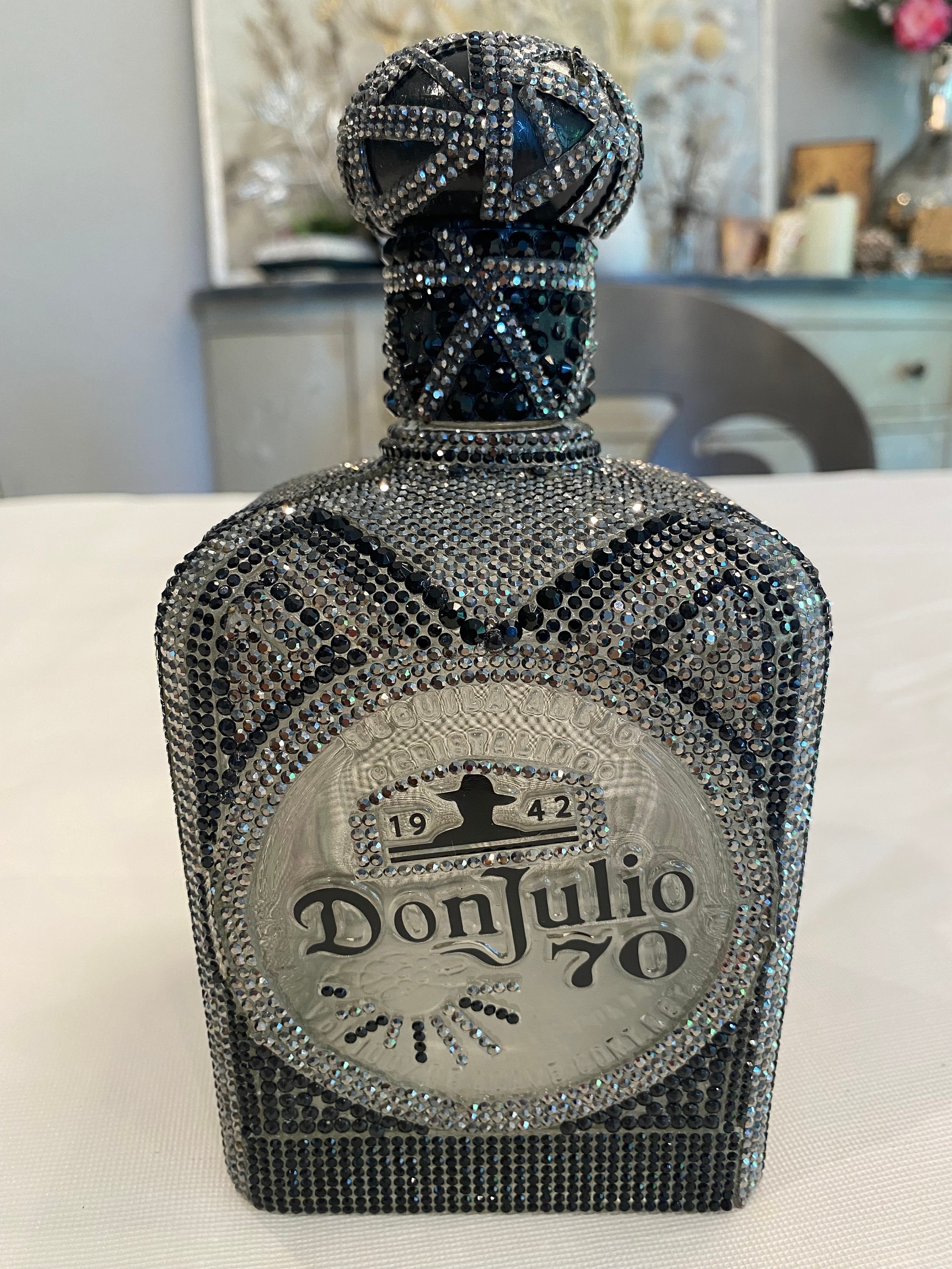 Bedazzled Sparkly Bling Black and Silver Don Julio 70 Tequila Bottle ...