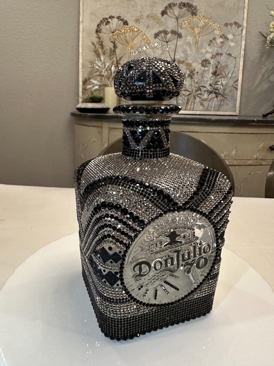 Bedazzled Sparkly Bling Black and Silver Don Julio 70 Tequila Bottle (empty) - Etsy