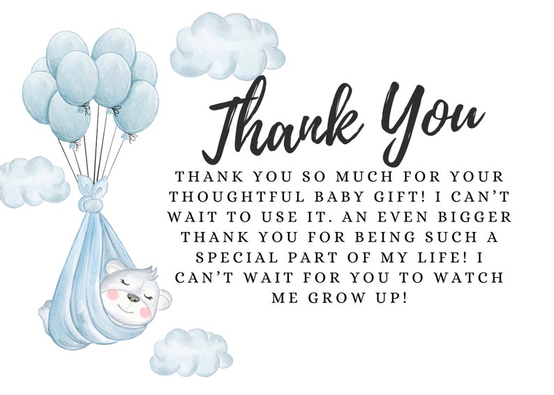 Baby Boy Thank You Card Printable Pre Filled - Etsy