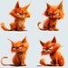 Angry Orange Cats Mad Feline Crazy Kitty Watercolor Transparent Chaotic ...