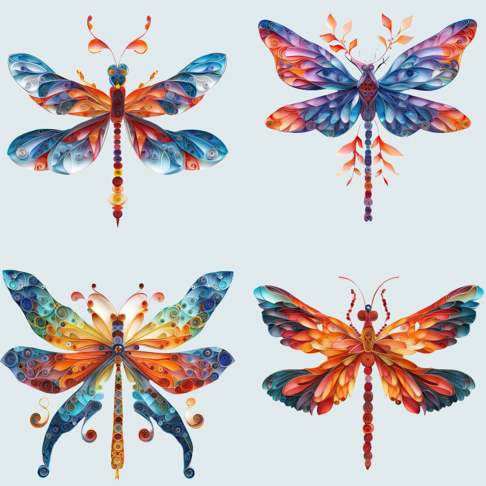 Dragonflies Clipart, Bug, Insect, Paper Quilling, Nursery Decor ...
