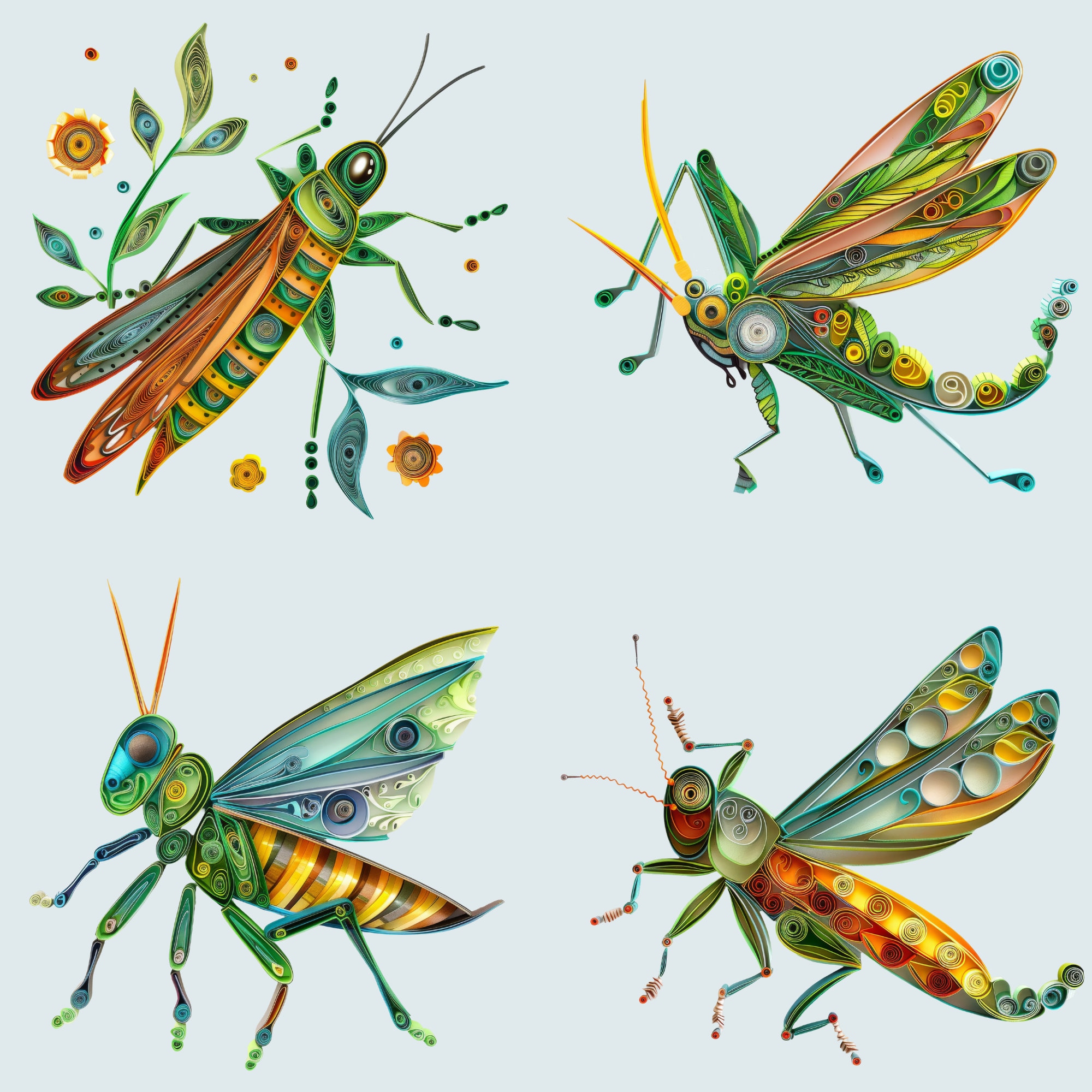 Grasshopper Clipart, Bug, Insect, Paper Quilling, Nursery Decor ...
