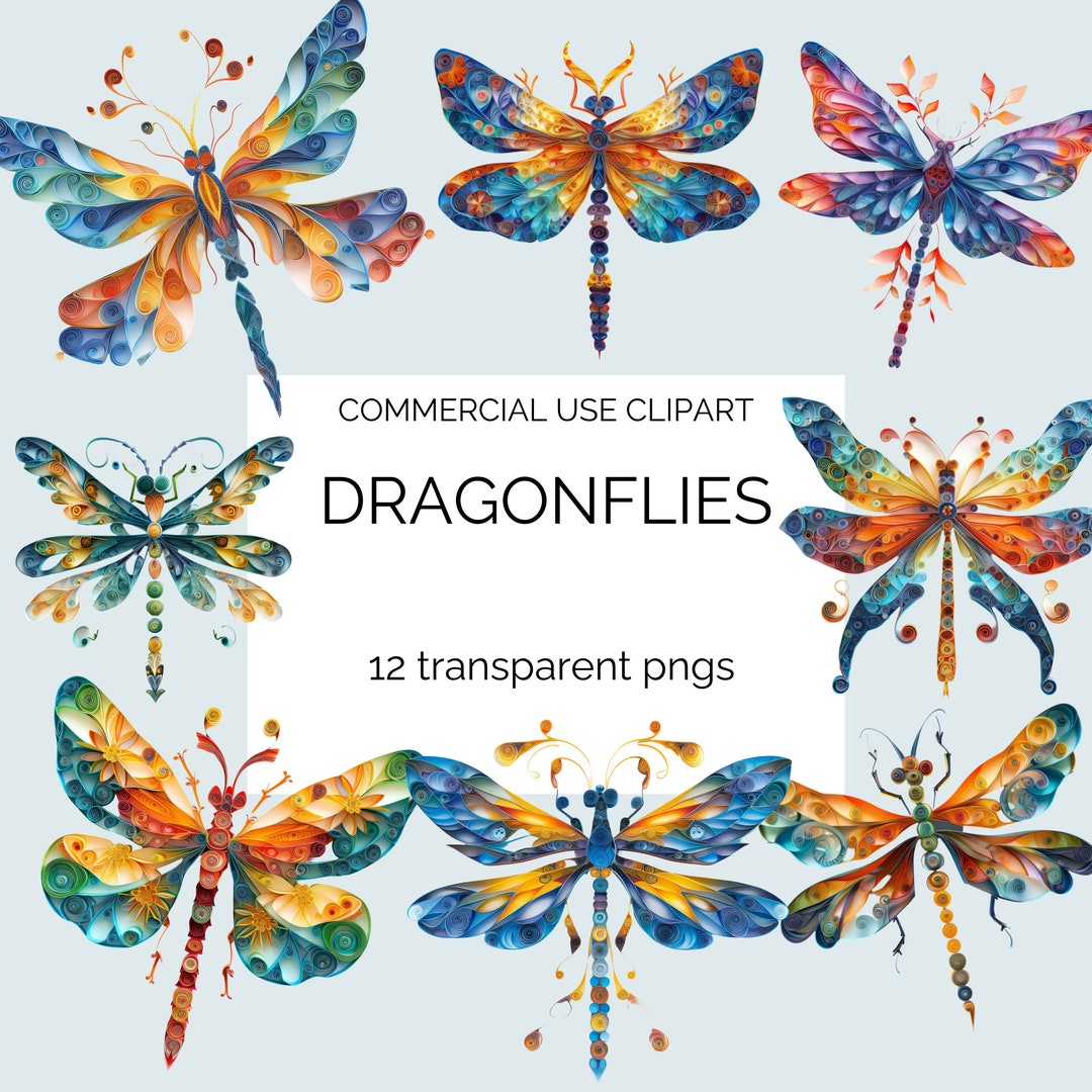 Dragonflies Clipart, Bug, Insect, Paper Quilling, Nursery Decor ...