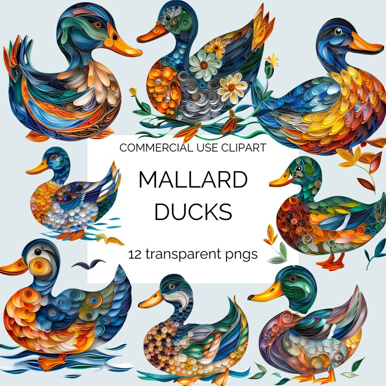 Mallard Duck Clipart, Paper Quilling, Birds, Bird, Nursery Decor ...