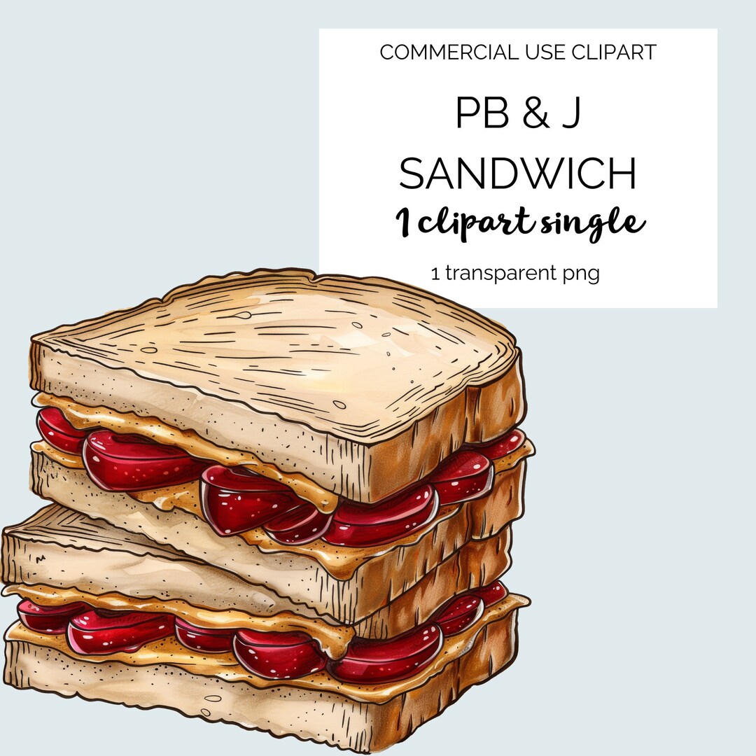 Peanut Butter and Jelly Sandwich. PB&J Sandwich. - Etsy