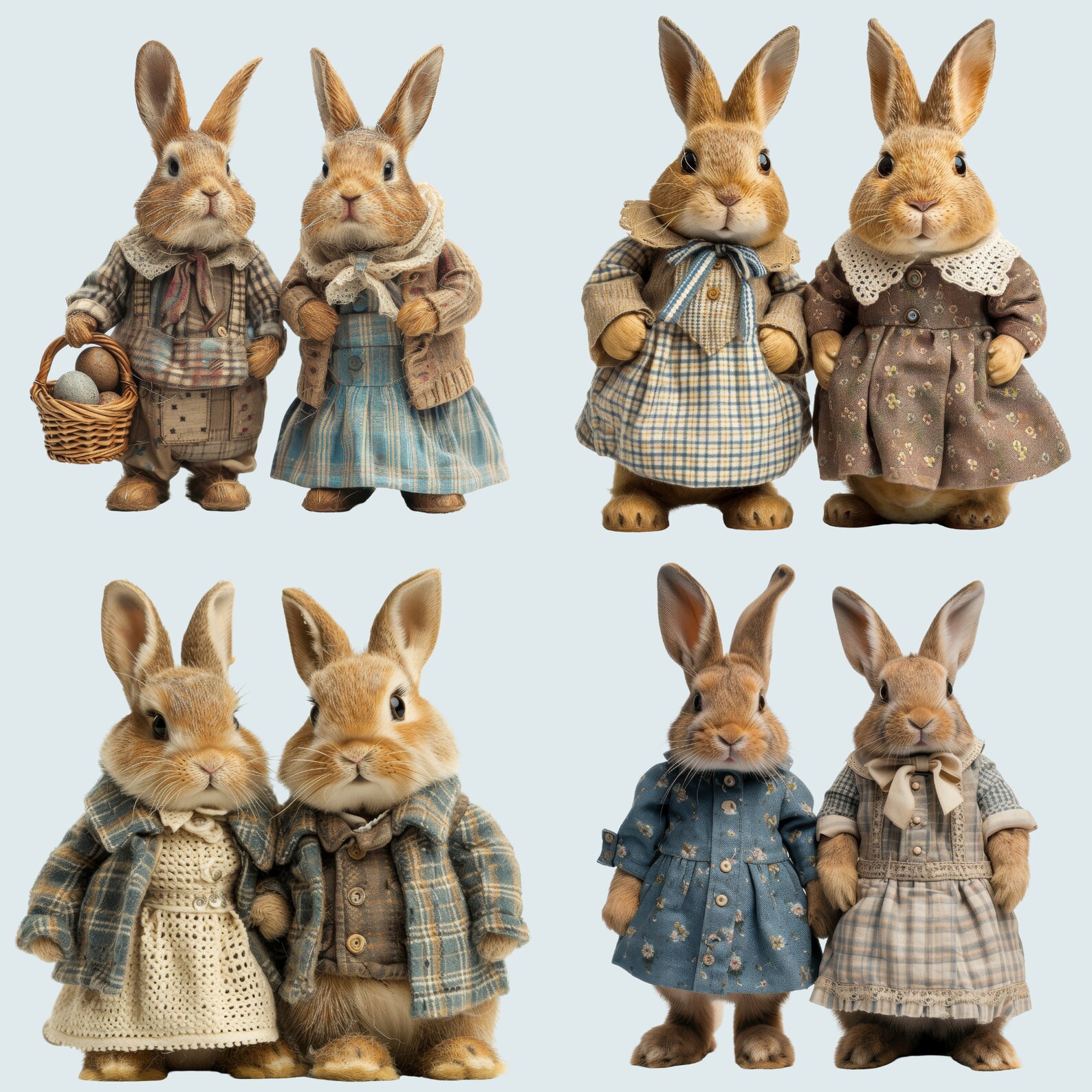 Vintage Bunnies, Easter Rabbit, Victorian Easter Bunny. Photorealistic ...