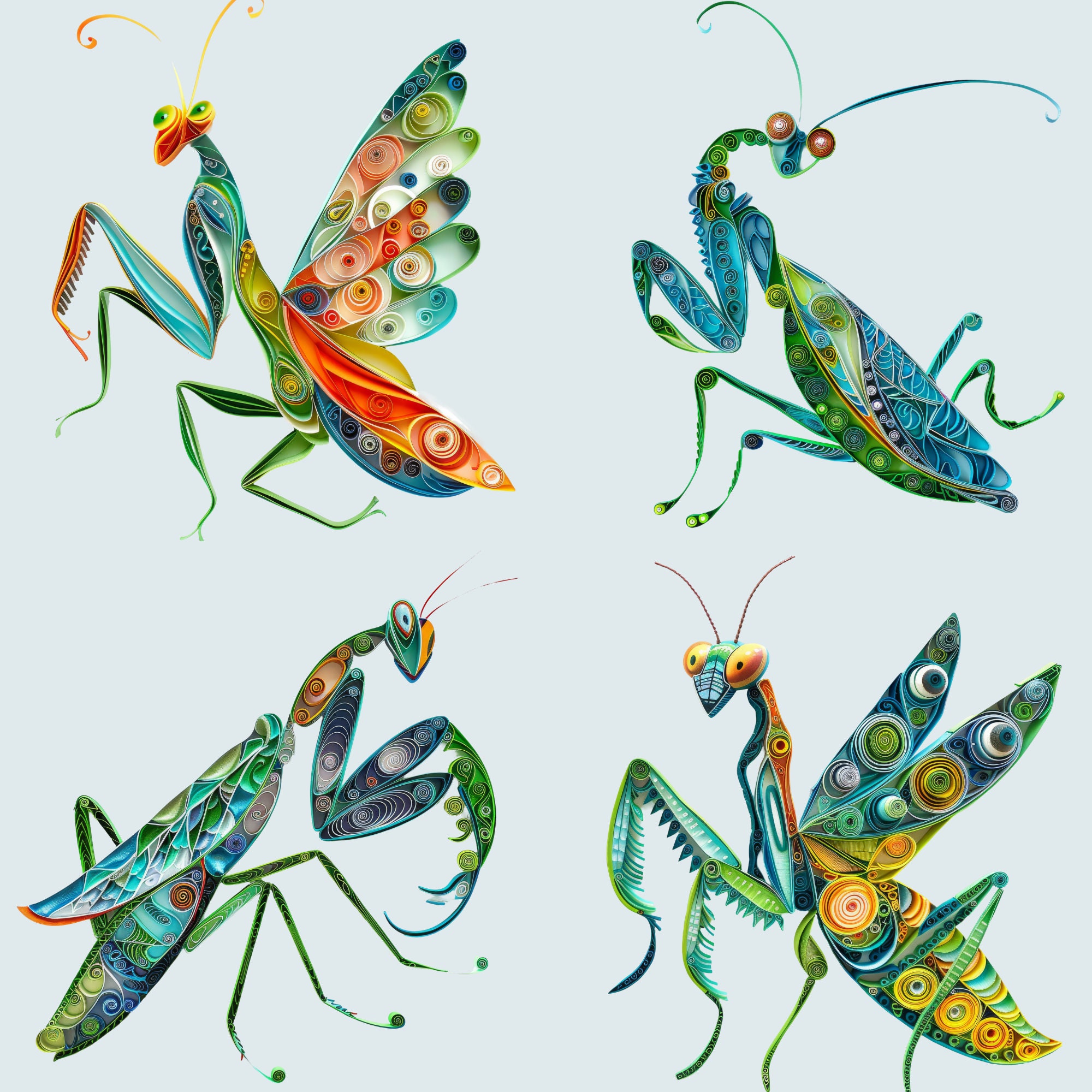 Praying Mantis Clipart, Bug, Insect, Paper Quilling, Nursery Decor ...