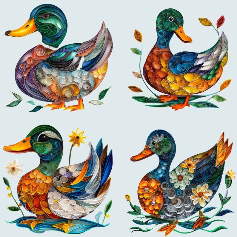Mallard Duck Clipart, Paper Quilling, Birds, Bird, Nursery Decor ...