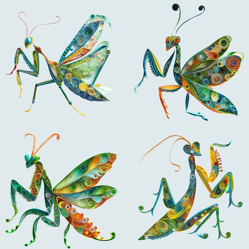 Praying Mantis Clipart, Bug, Insect, Paper Quilling, Nursery Decor ...