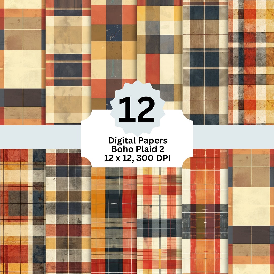 Boho Plaid Digital Paper. Digital Paper With a Plaid Background in Boho ...
