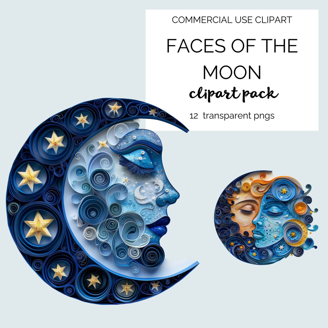 Faces of the Moon. Paper Quilling. Transparent Png Clipart. Man on the ...