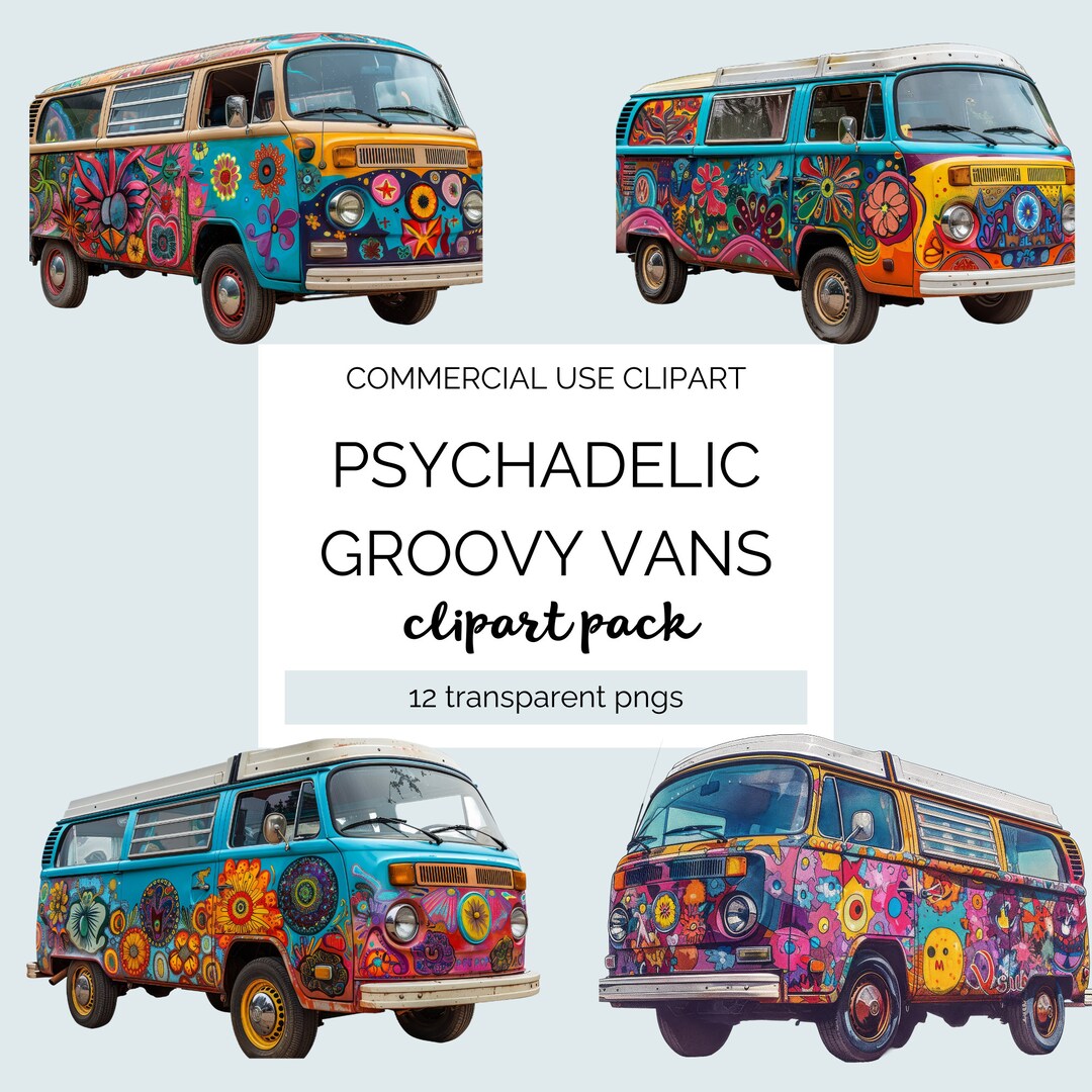 Groovy Psychedelic 60s Van. Transparent Png Files. 300 DPI - Etsy