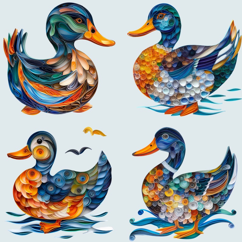 Mallard Duck Clipart, Paper Quilling, Birds, Bird, Nursery Decor ...