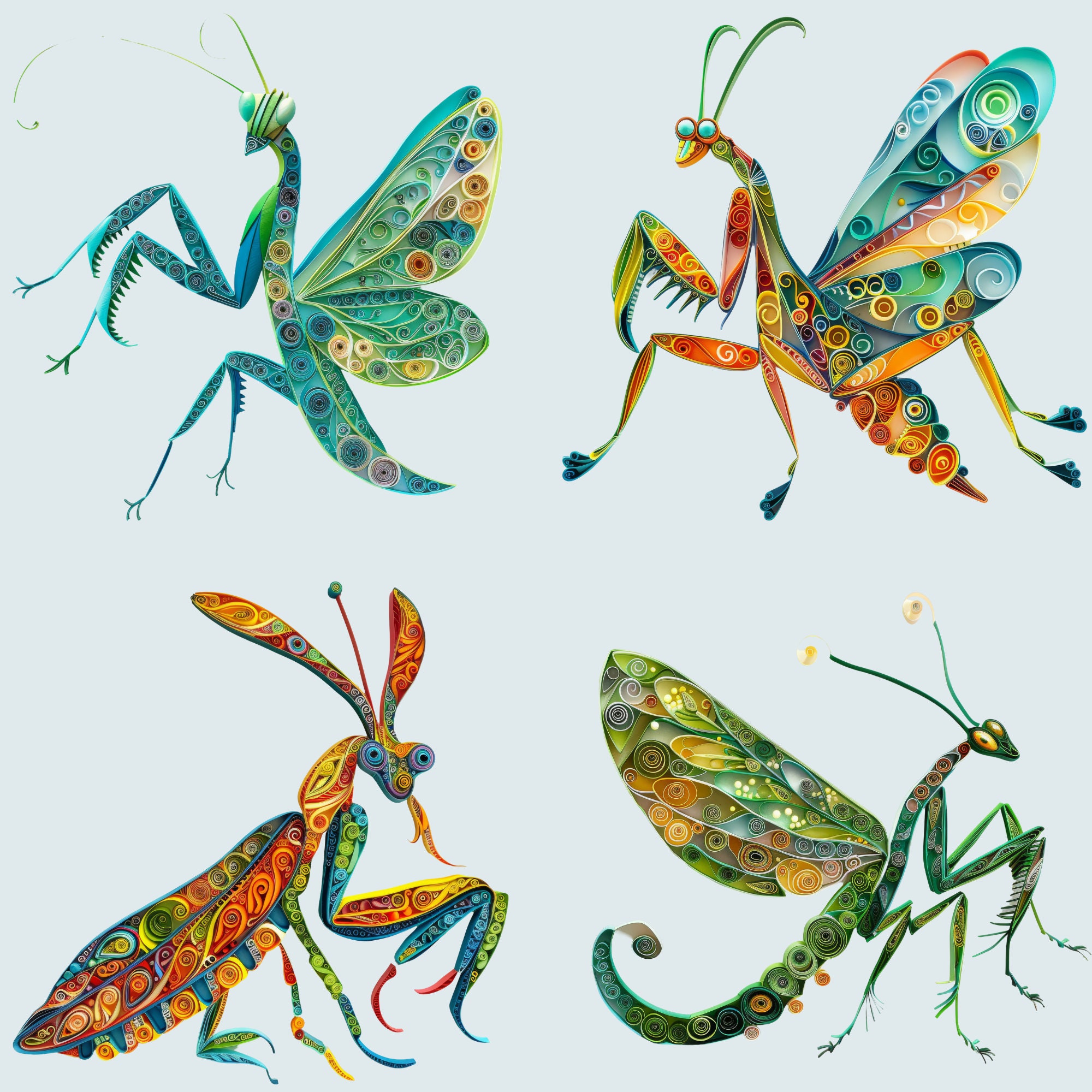 Praying Mantis Clipart, Bug, Insect, Paper Quilling, Nursery Decor ...