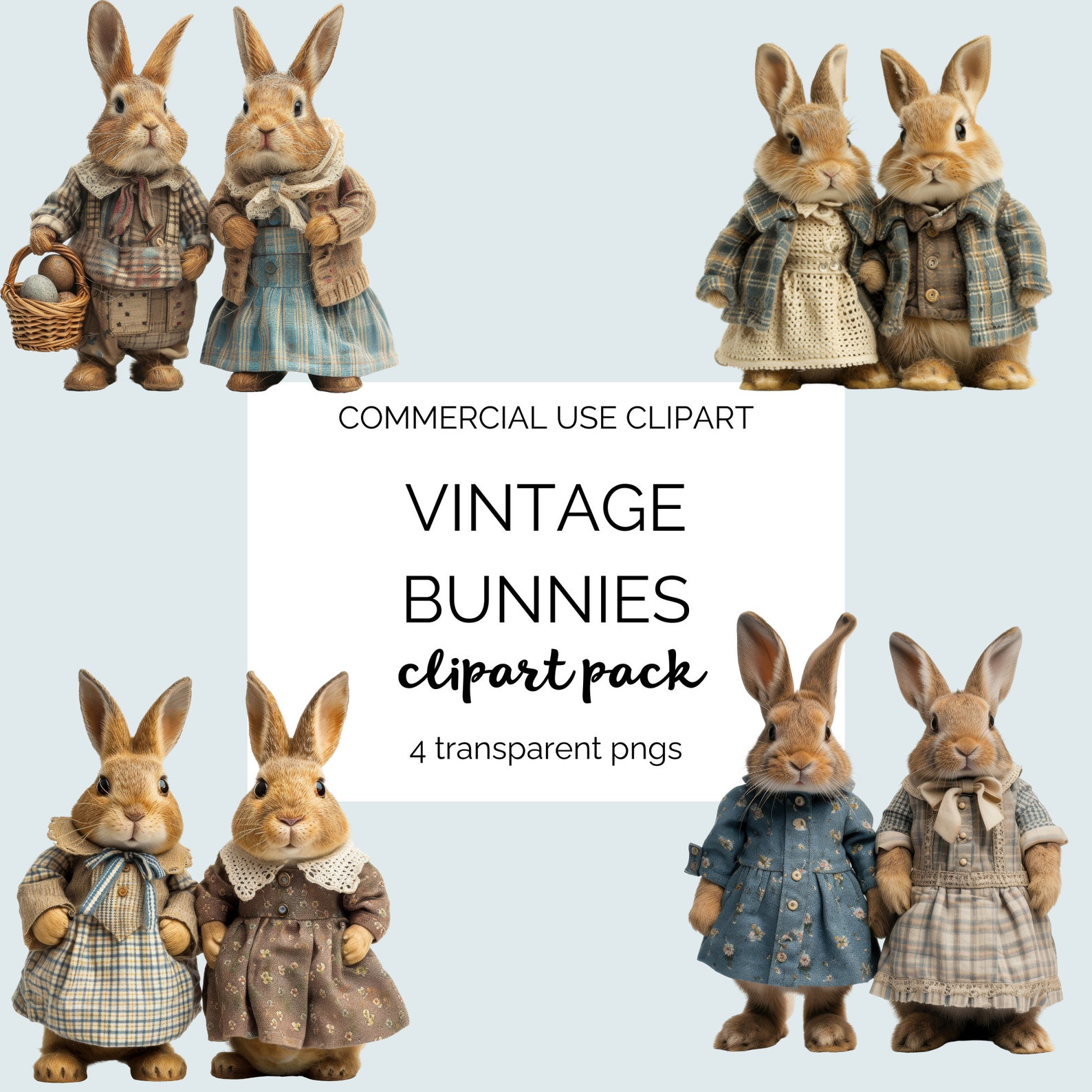 Vintage Bunnies, Easter Rabbit, Victorian Easter Bunny. Photorealistic ...