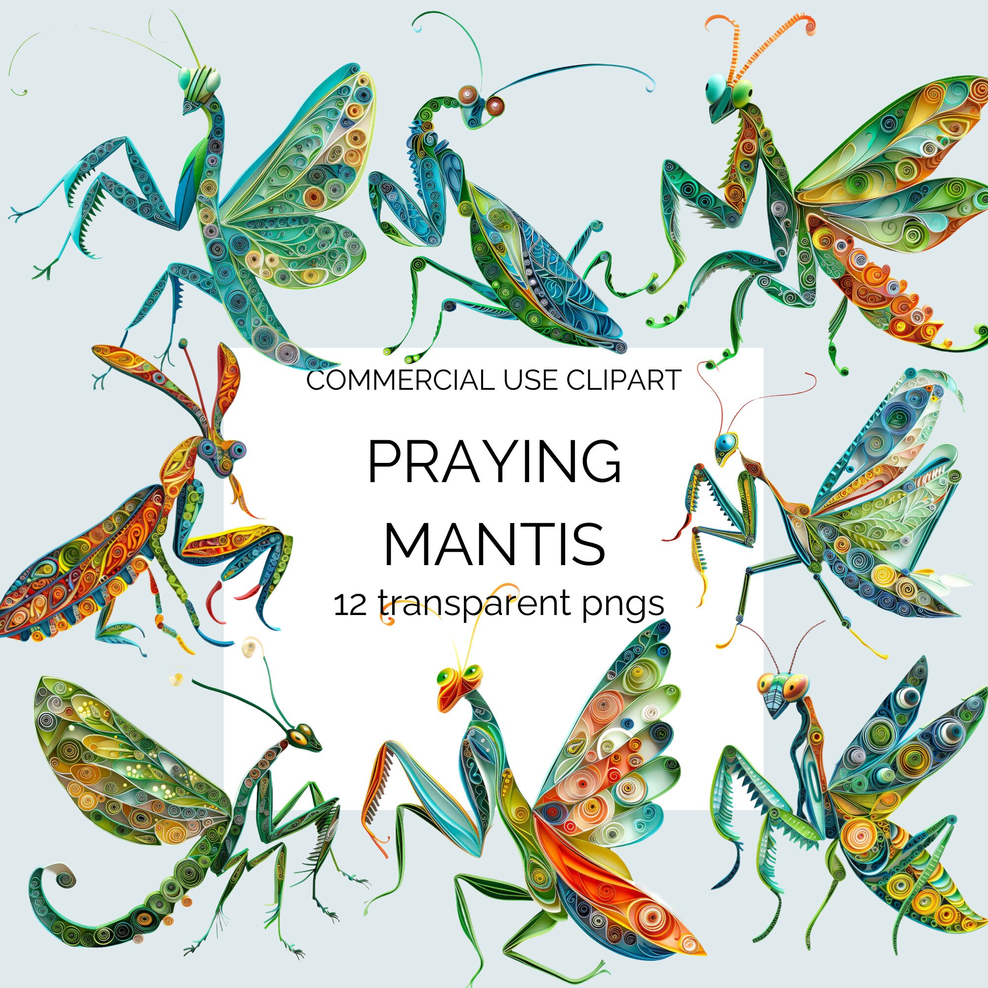 Praying Mantis Clipart, Bug, Insect, Paper Quilling, Nursery Decor ...