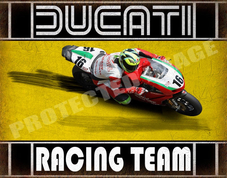 DUCATI RACING TEAM Vintage Retro Style Motorcycle , Metal , Tin Sign ...