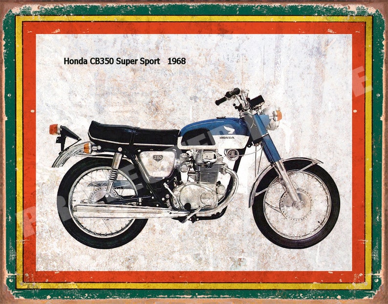 Honda CB350 Super Sport 1968 Vintage Retro Style Motorcycle , Metal ...