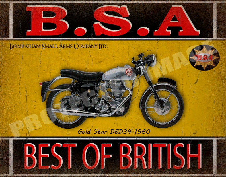BSA Gold Star DBD34 1960, Vintage Retro Style Motorcycle , Metal , Tin ...