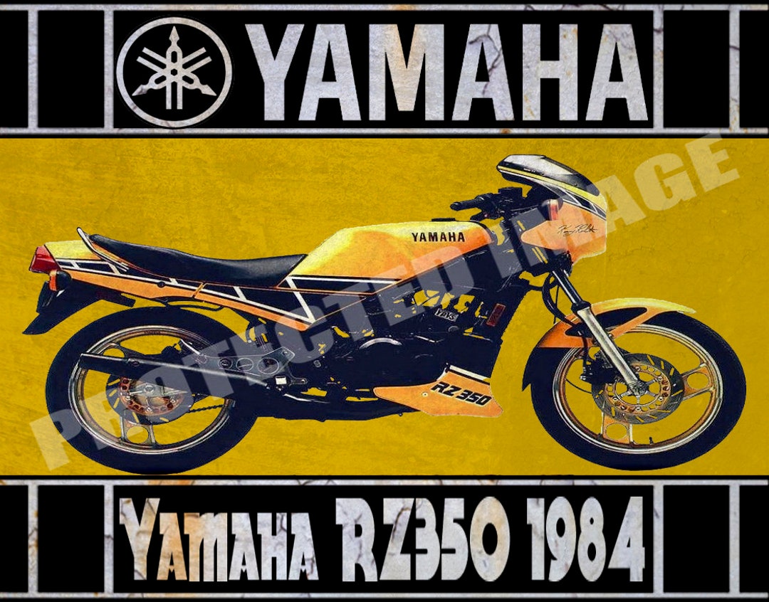 Yamaha RZ350 1984, Vintage Retro Style Motorcycle , Metal , Tin Sign ...